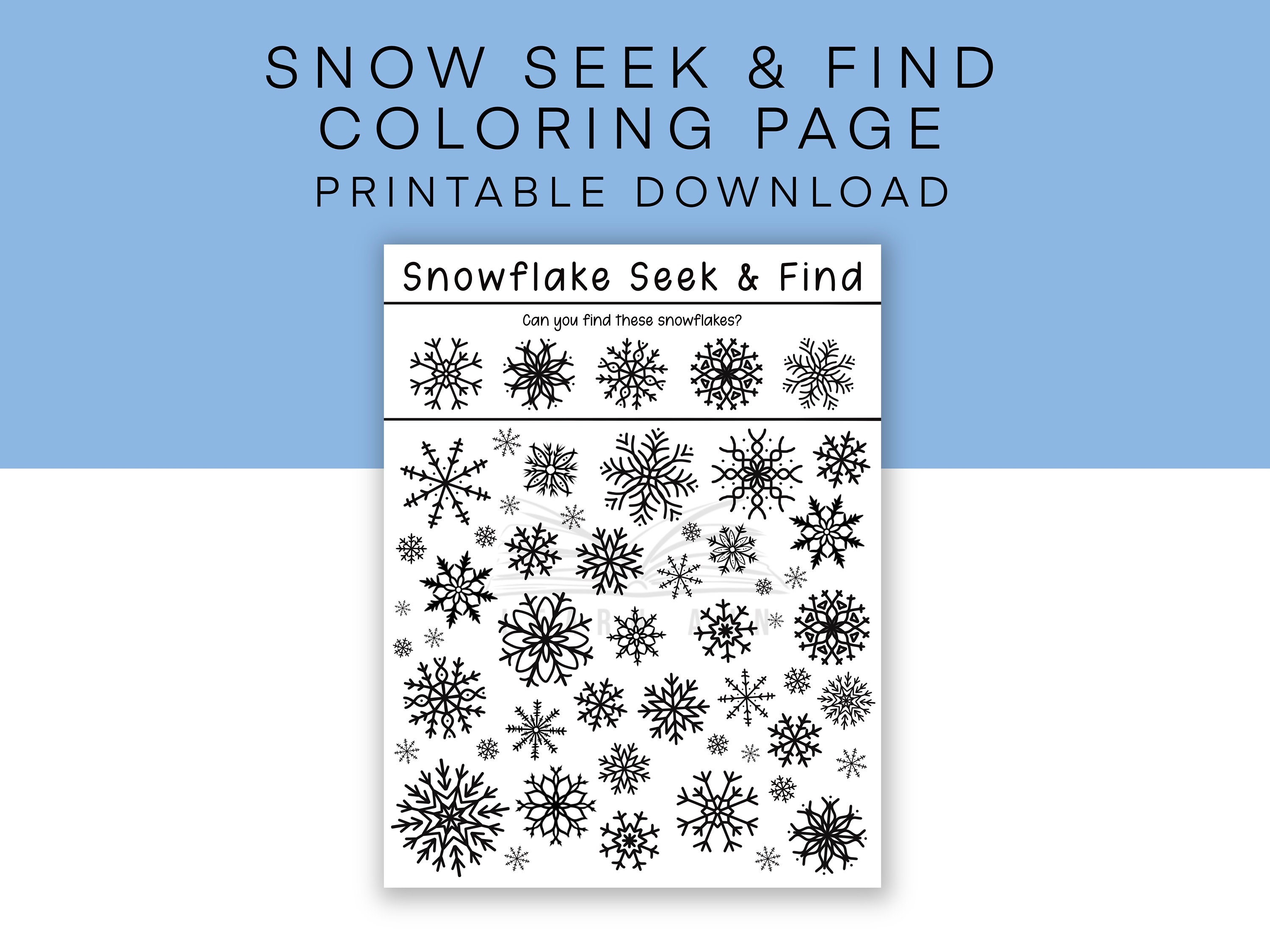 Snowflake Seek and Find Printable Coloring Page, Snow I Spy Activity ...