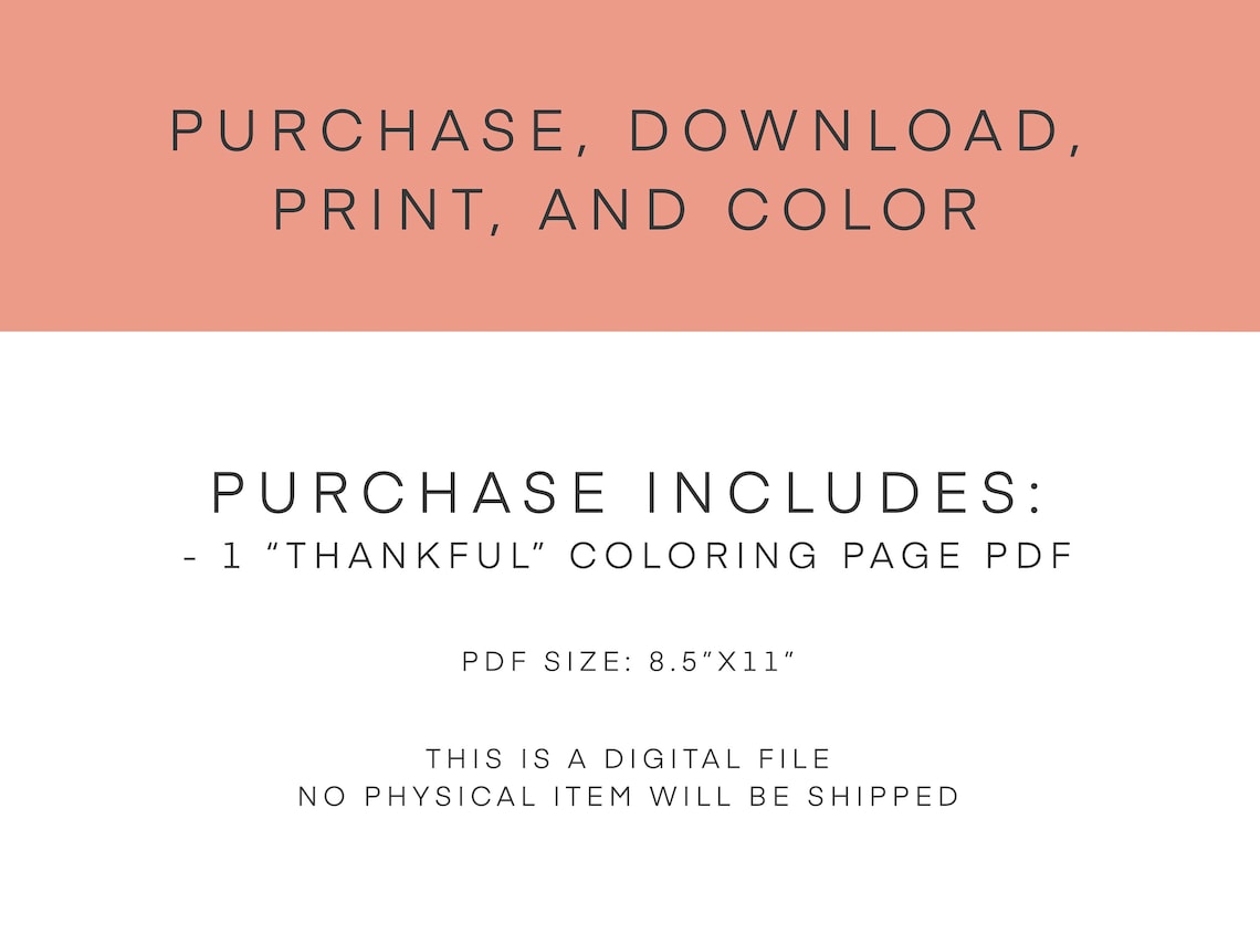 Thankful Coloring Page, Thanksgiving Worksheet, Gratitude Coloring ...