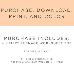 The Fiery Furnace Bible Story Worksheet, Sunday School Coloring Page ...