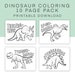 Dinosaur Printable Coloring Pages, Set of 10 Jurassic Activity ...