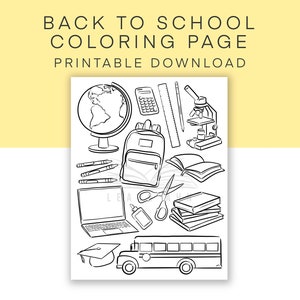 Back to School Printable Coloring Page, School Activity Sheet, Kid's ...