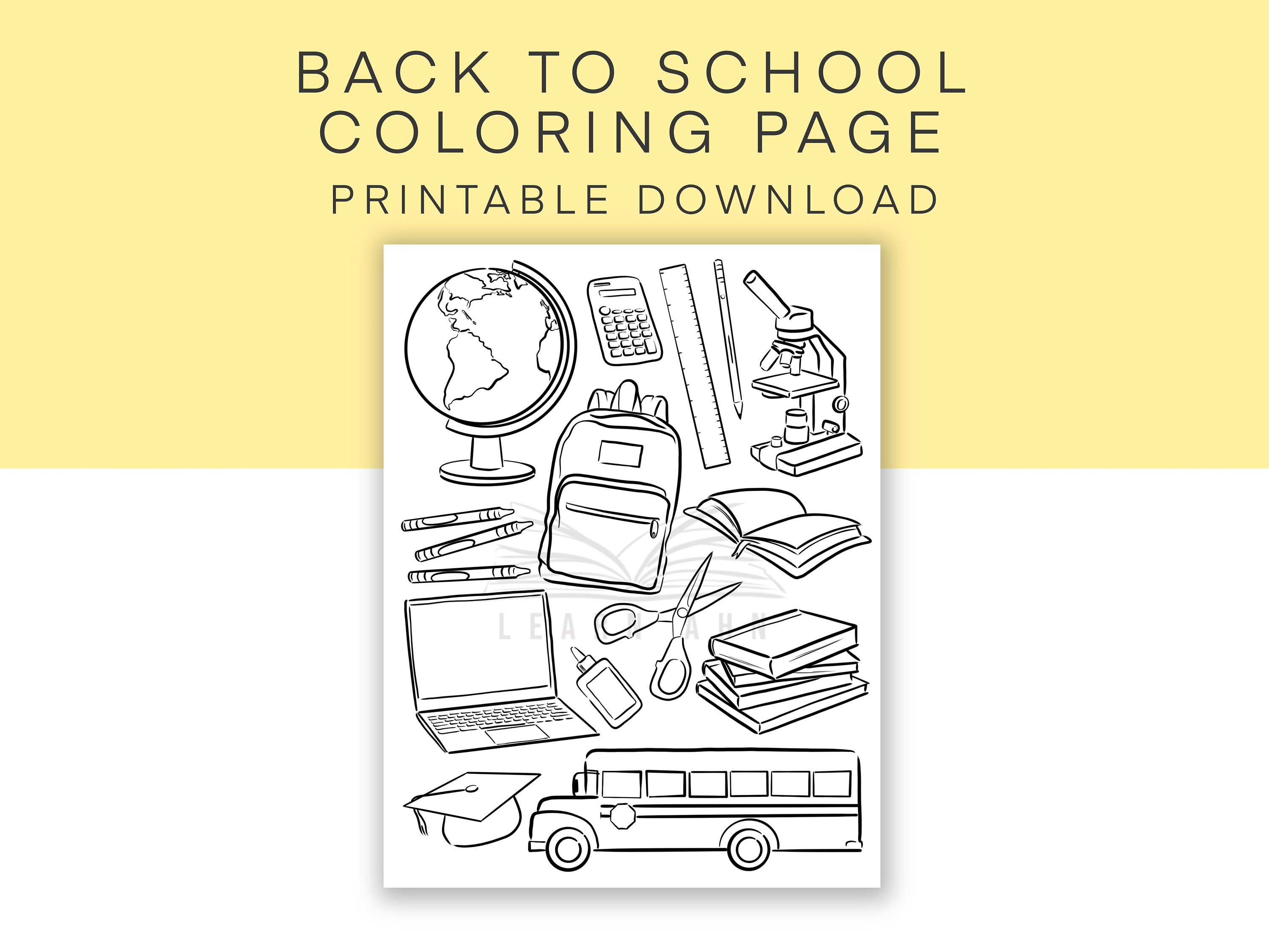 Back to School Printable Coloring Page, School Activity Sheet, Kid's ...
