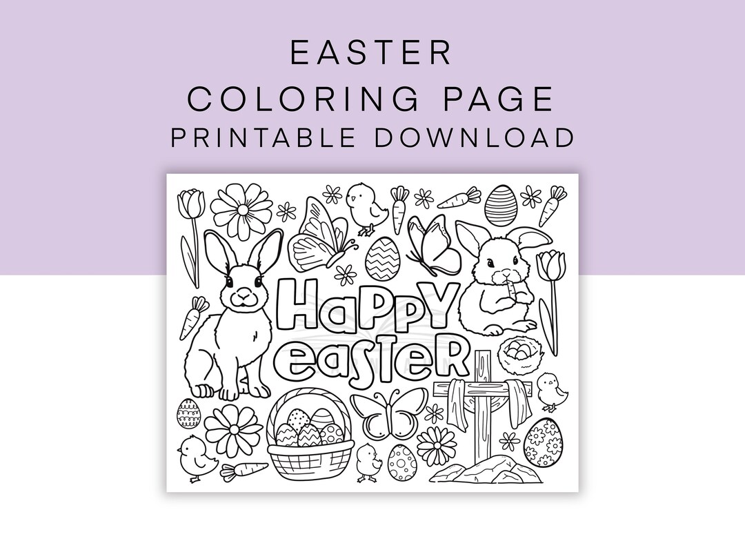 Easter Printable Coloring Page, Happy Easter Coloring Sheet, Easter Egg ...