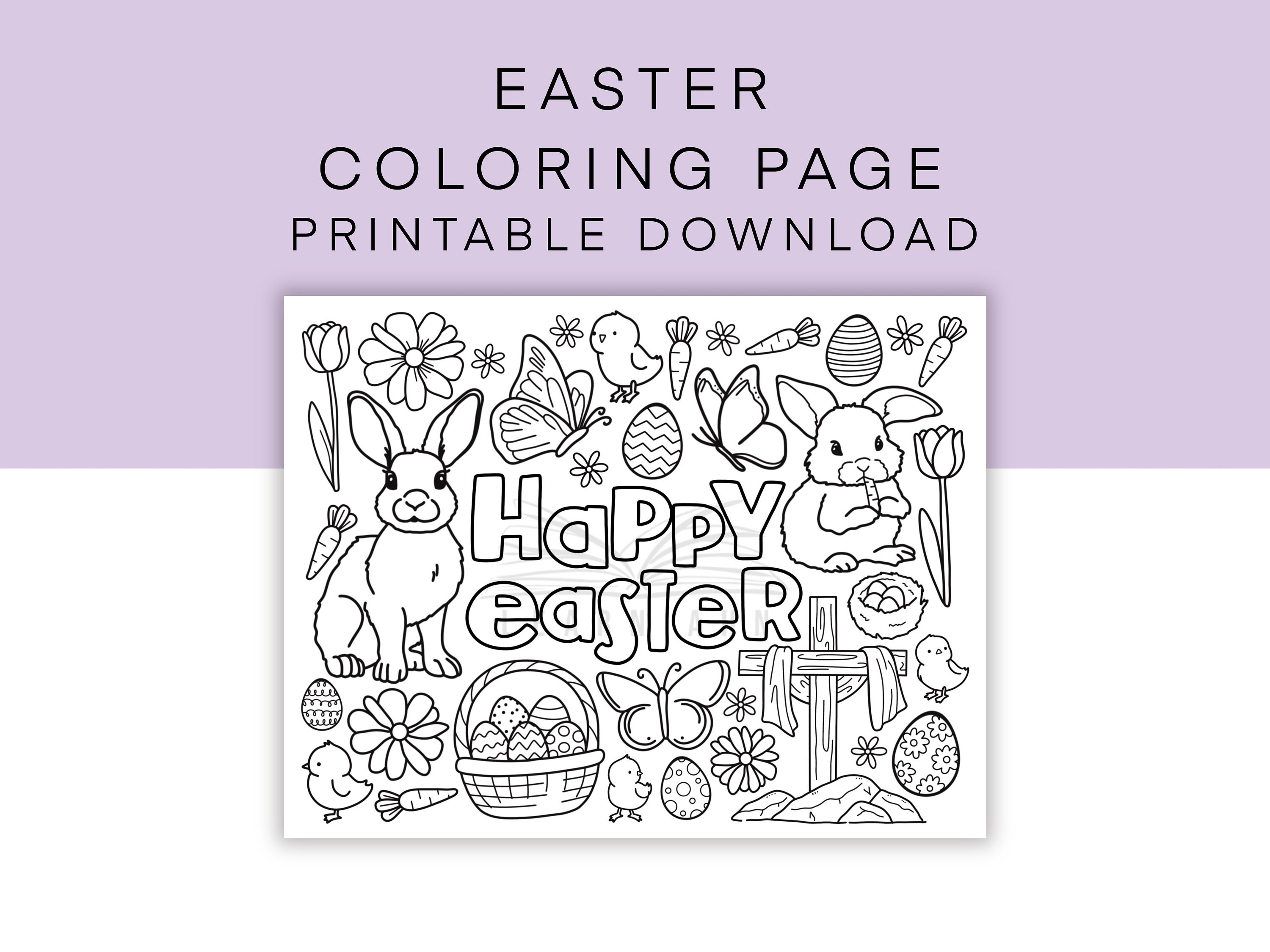 Easter Printable Coloring Page, Happy Easter Coloring Sheet, Easter Egg ...