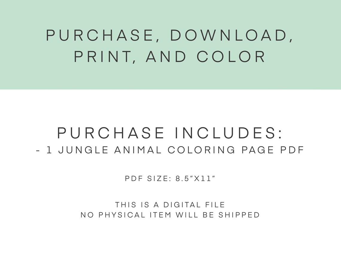 Jungle Animals Printable Coloring Page, African Safari Animals Activity ...