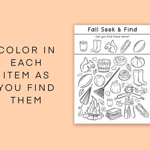 Fall Seek and Find Printable Coloring Page, Autumn I Spy Activity Sheet ...