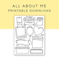 All About Me Mini Booklet, Printable Back to School Mini Book, Back to ...