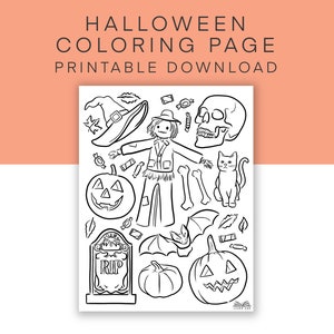 Halloween Coloring Page Printable Spooky Activity Sheet Fall - Etsy