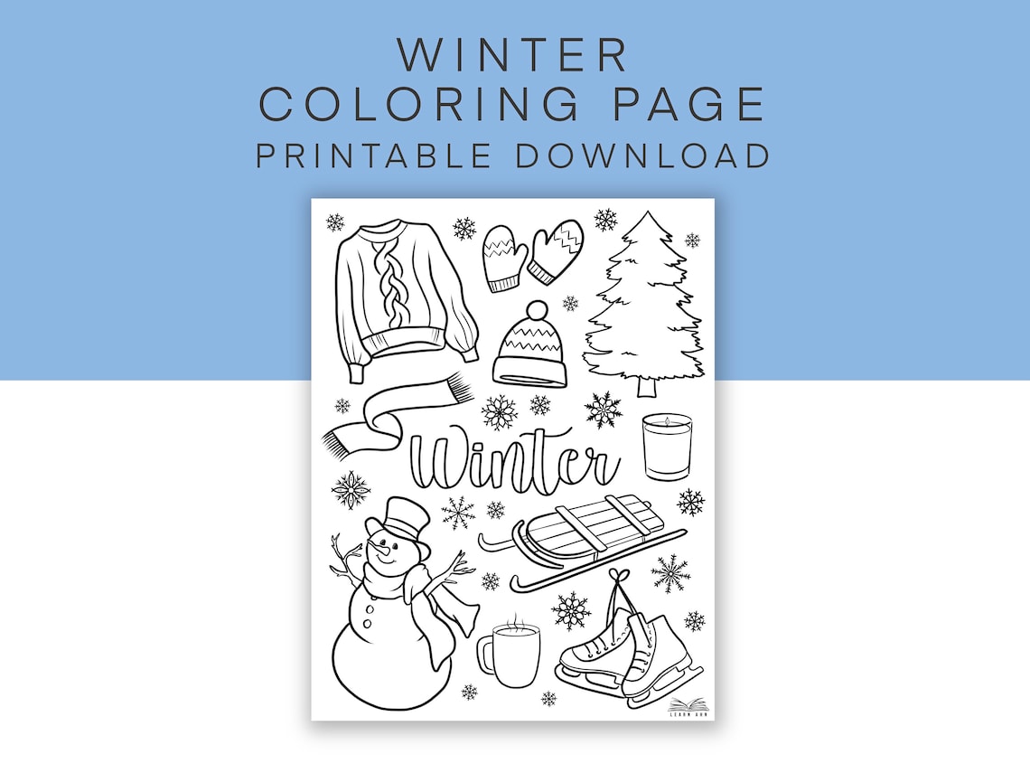 Winter Printable Coloring Page Snow Activity Sheet Seasons - Etsy