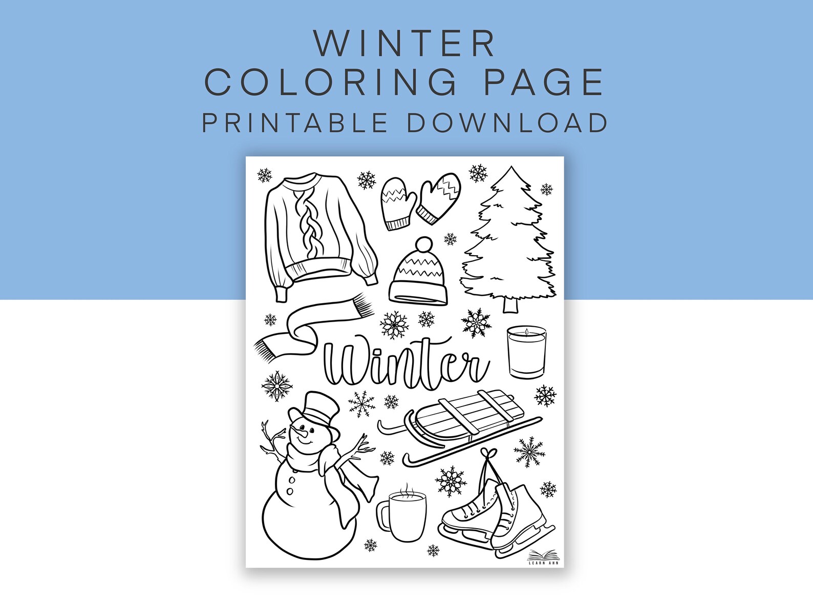 Winter Printable Coloring Page Snow Activity Sheet Seasons - Etsy