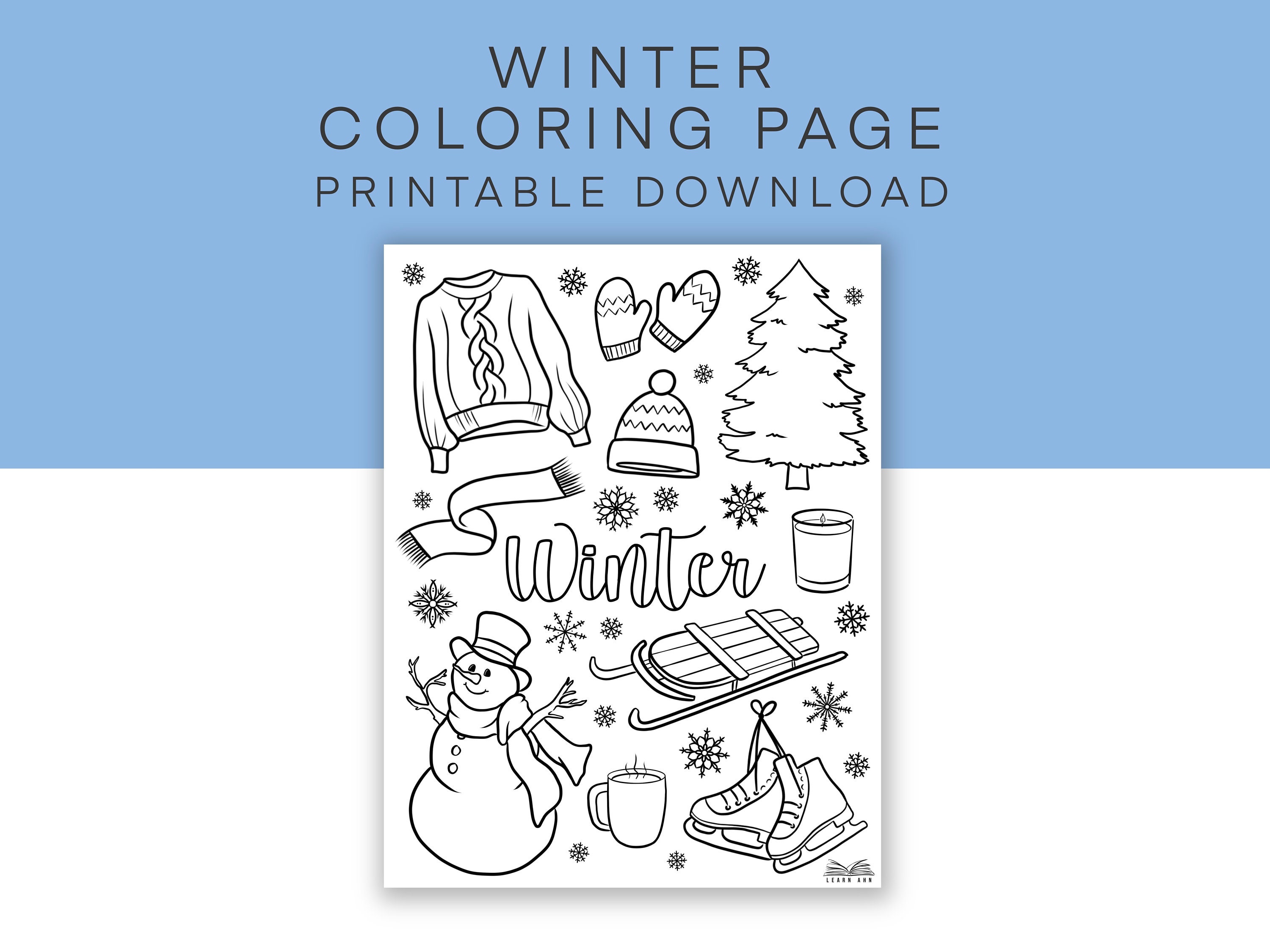 Winter Printable Coloring Page Snow Activity Sheet Seasons - Etsy