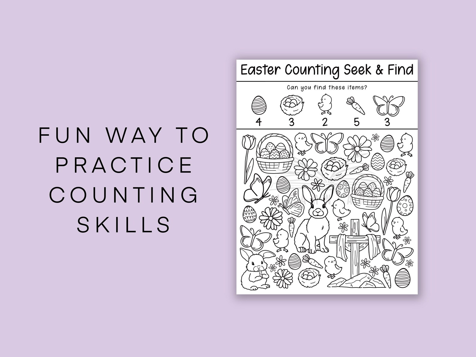 Easter Counting Seek and Find Coloring Page Printable, I Spy Math ...
