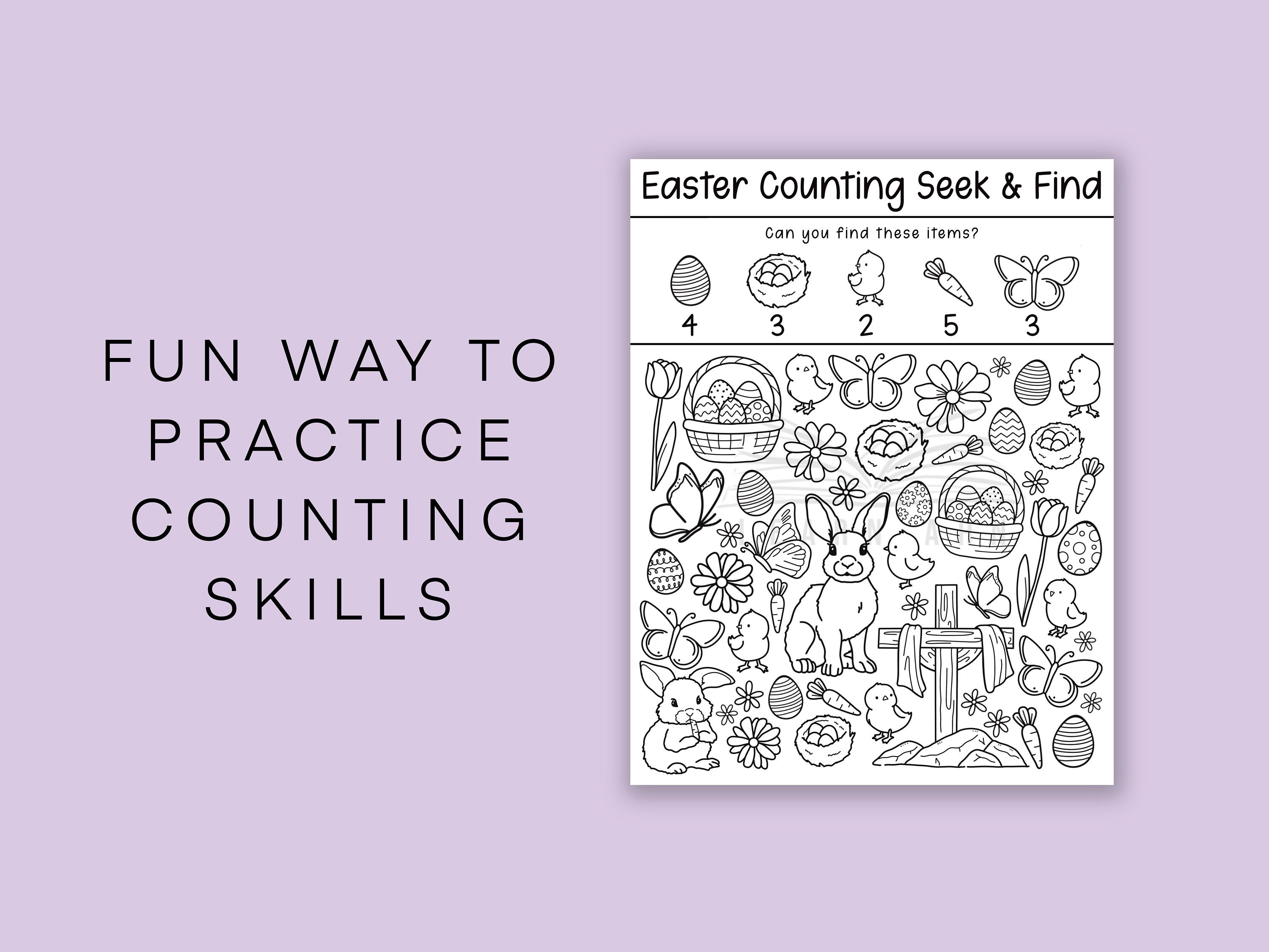 Easter Counting Seek and Find Coloring Page Printable, I Spy Math ...