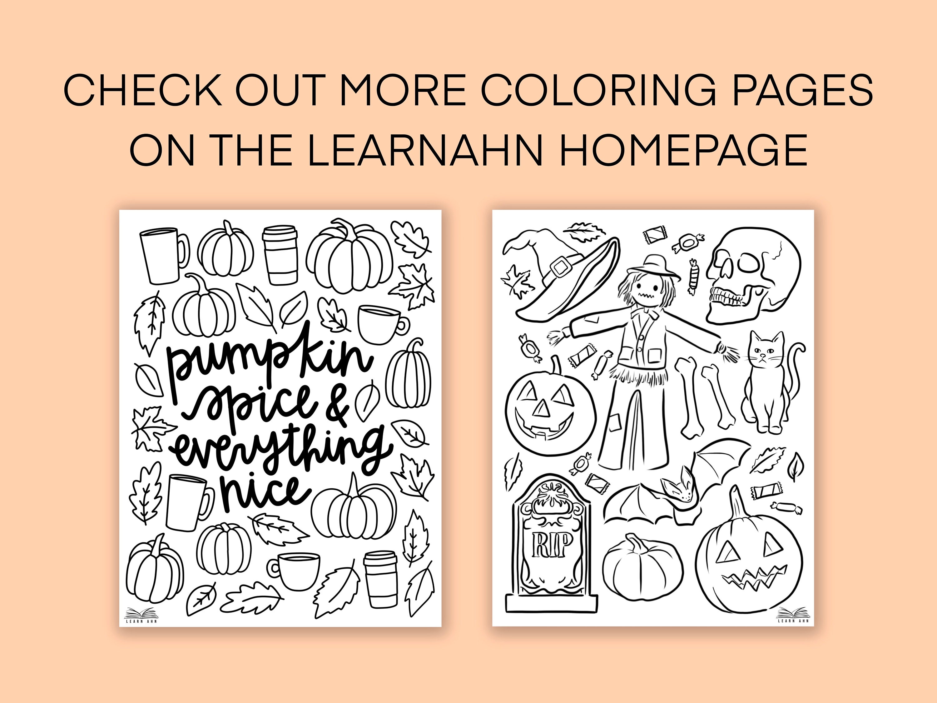 Fall Printable Coloring Page Autumn Activity Sheet Harvest - Etsy