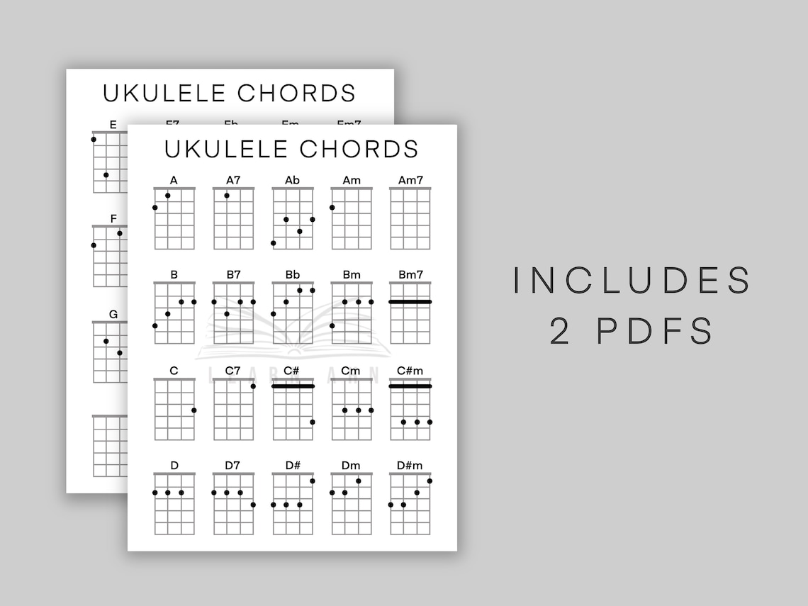 Ukulele Chord Chart Printable Download, Learn to Play Ukulele PDF ...