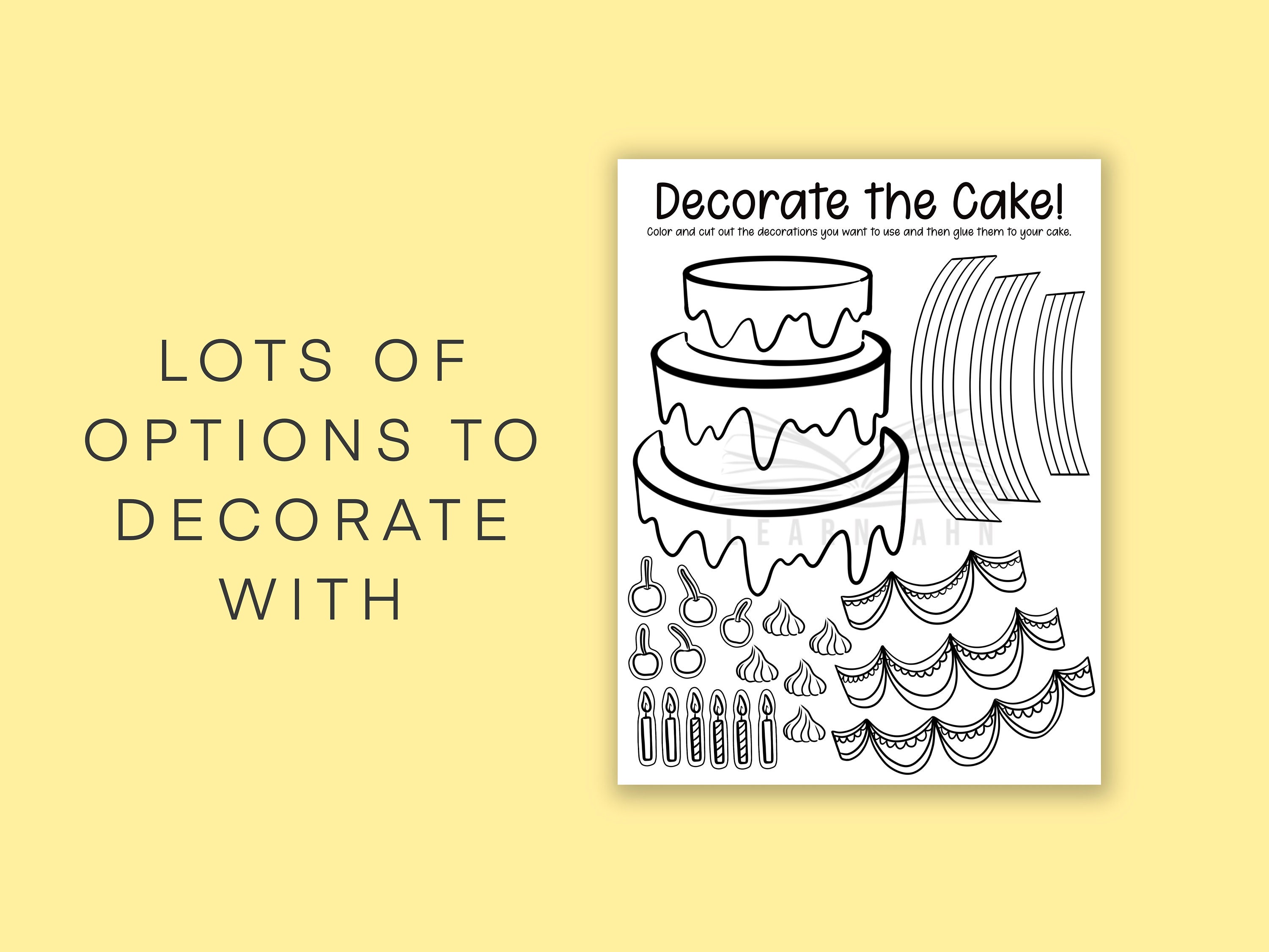 Decorate the Cake Activity for Kids, Cut and Paste Craft, Printable ...