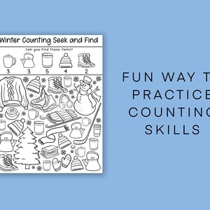 Winter Counting Seek and Find Coloring Page Printable, Snow I Spy Math ...