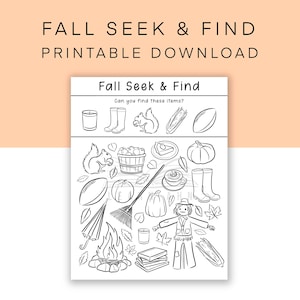 Fall Seek and Find Printable Coloring Page, Autumn I Spy Activity Sheet ...
