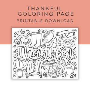 Thankful Coloring Page, Thanksgiving Worksheet, Gratitude Coloring ...