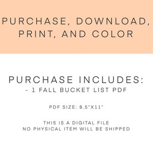 Fall Bucket List Printable Coloring Page, Autumn Activity Sheet ...