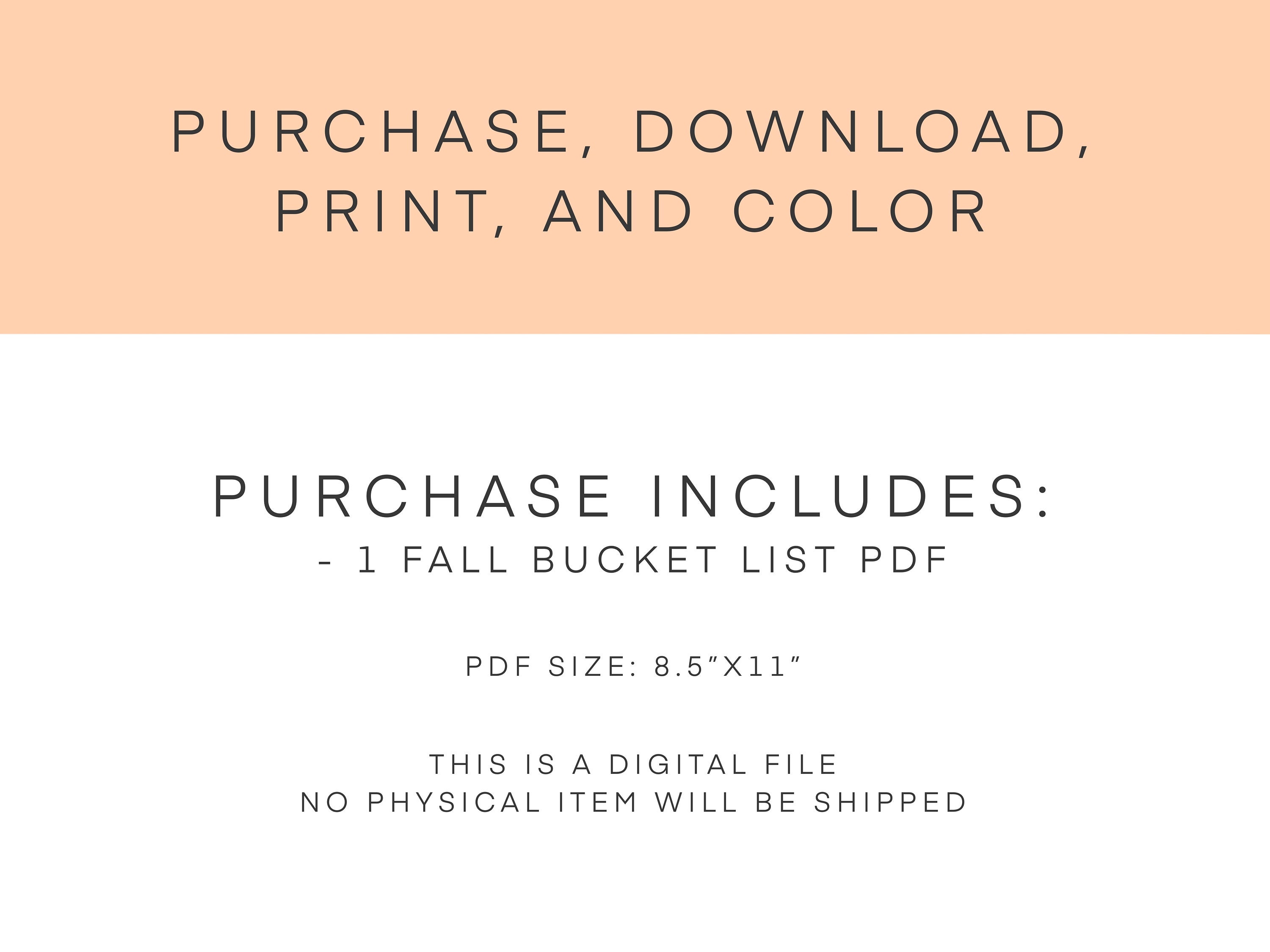Fall Bucket List Printable Coloring Page, Autumn Activity Sheet ...