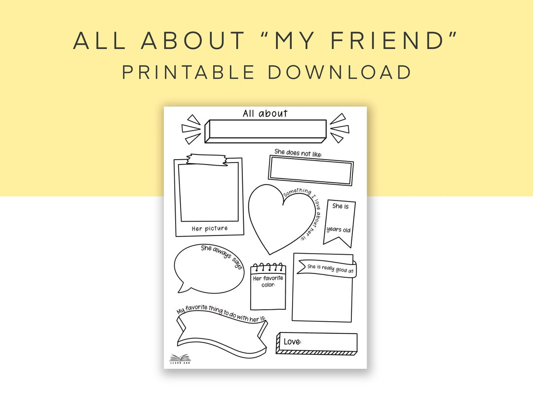 All About fill in the Blank Printable Worksheet, Coloring Page Card ...