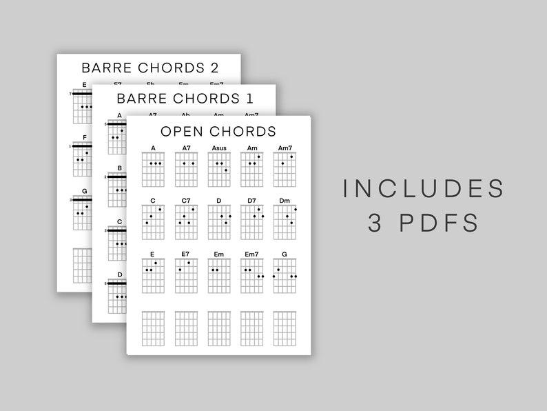 Guitar Chord Chart Printable Download, Printable PDF, Beginner Guitar ...