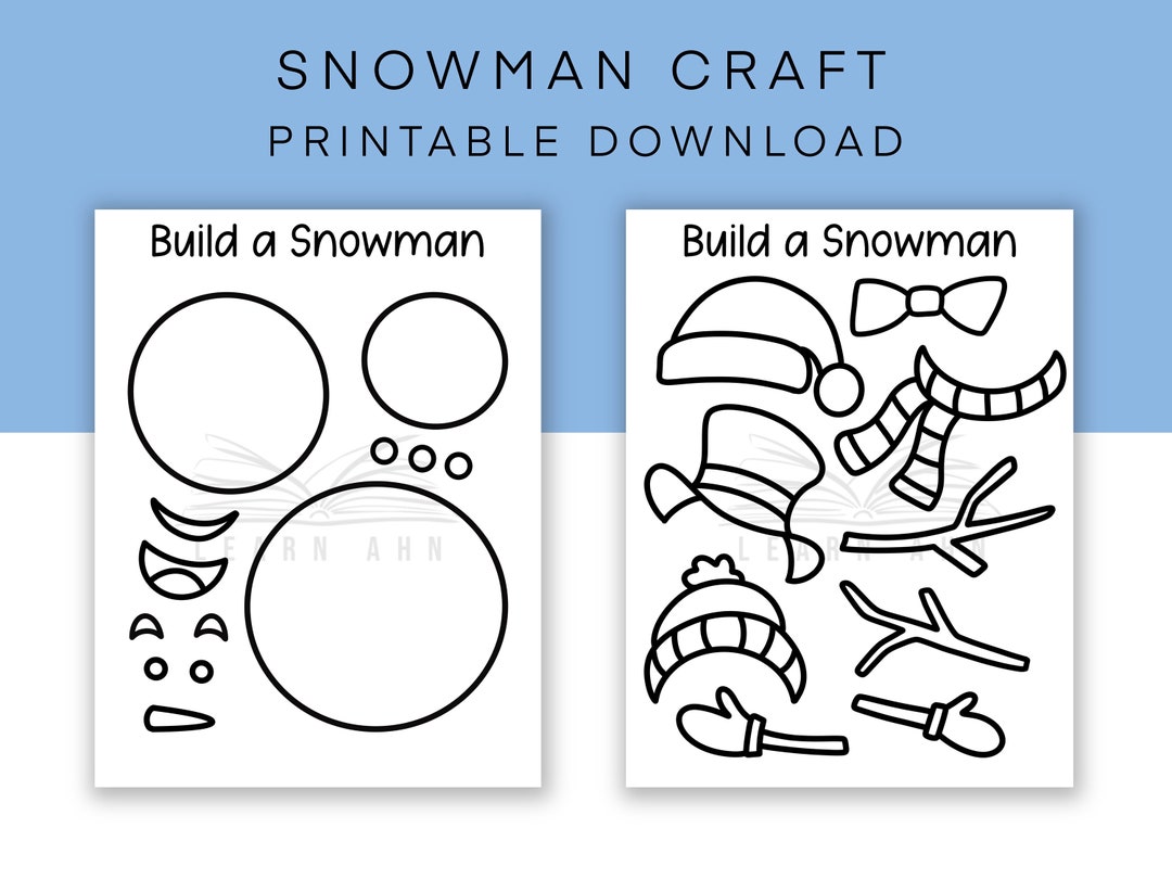 Build a Snowman Activity for Kids, Cut and Paste Winter Craft ...