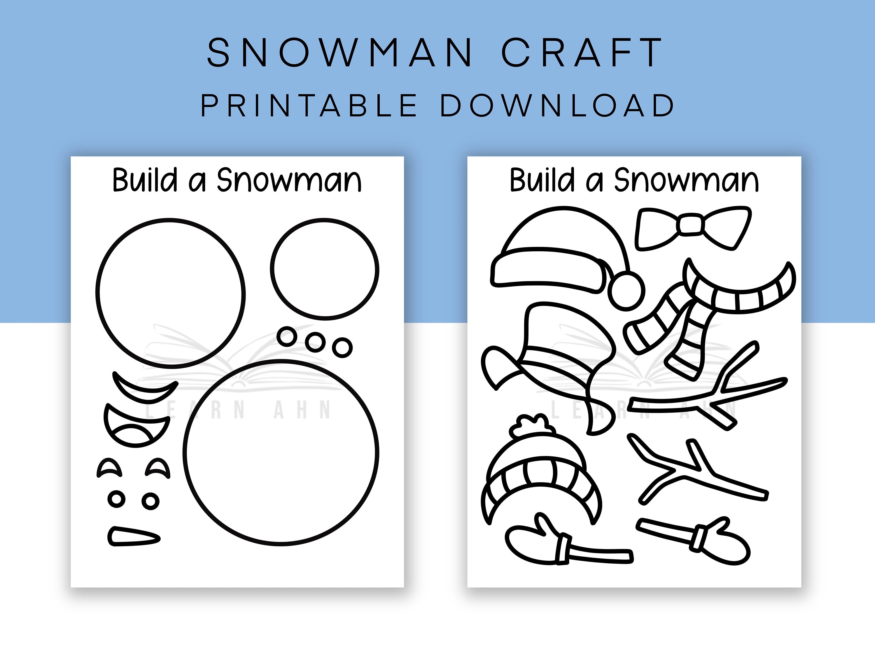 Build a Snowman Activity for Kids, Cut and Paste Winter Craft ...