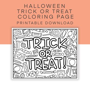 Halloween Printable Coloring Page, Trick or Treat Activity Sheet, Candy ...
