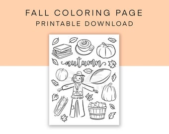 Fall Printable Coloring Page, Autumn Leaves Activity Sheet, Harvest ...