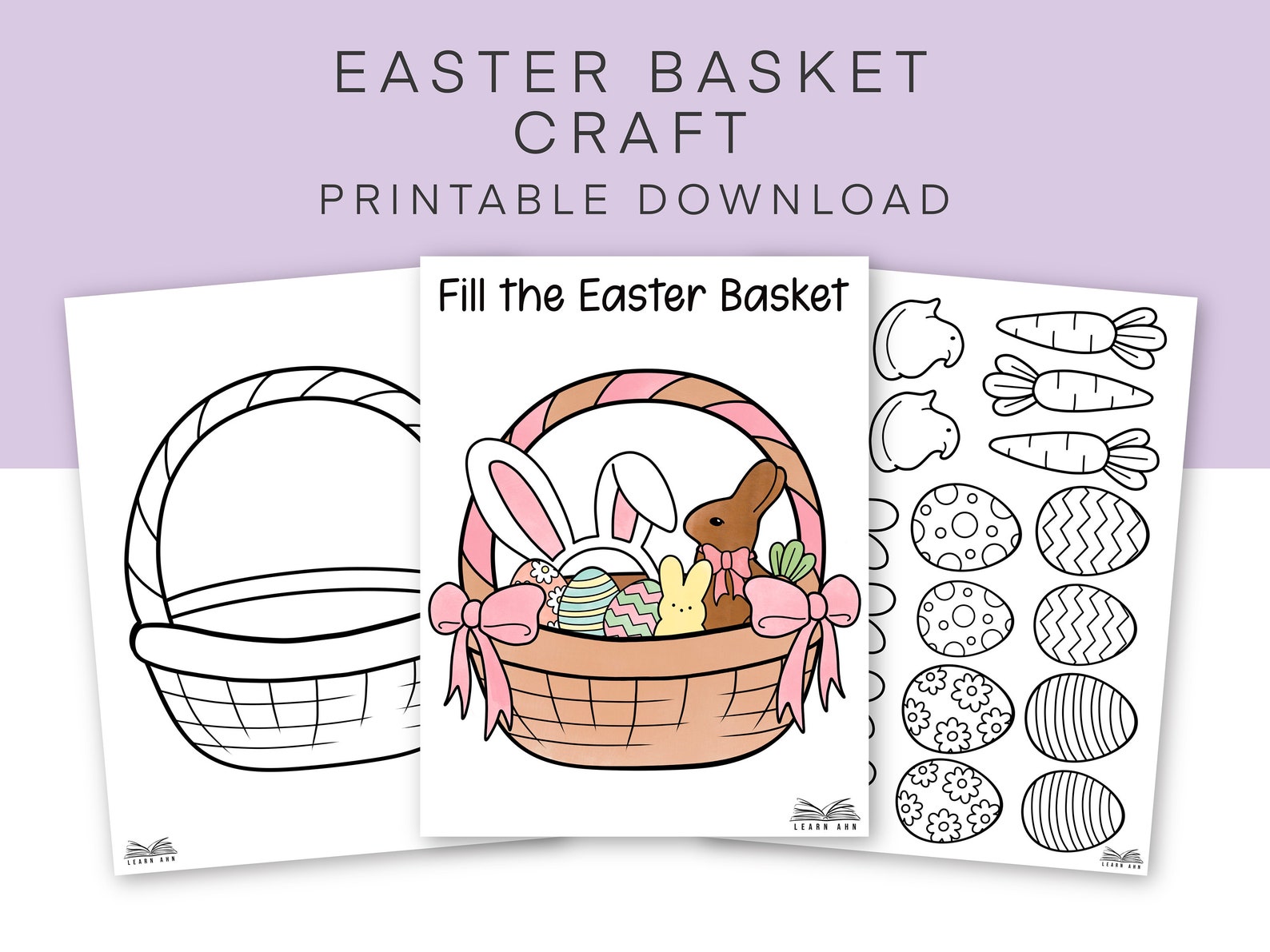 Easter Basket Craft for Kids, Cut and Paste Easter Craft, Printable ...
