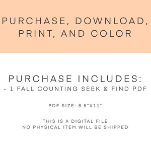 Fall Counting Seek and Find Coloring Page Printable, Harvest I Spy Math ...
