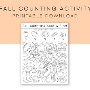 Fall Counting Seek and Find Coloring Page Printable, Harvest I Spy Math ...