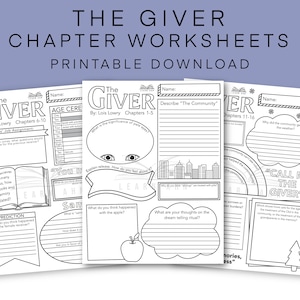 The Giver Novel Study Chapter Worksheets, Chapter Coloring Page ...