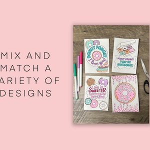 Donut Valentine Card Kit Craft for Kids, Cut and Paste Valentine's Day ...