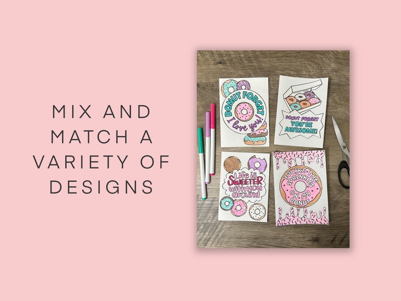 Donut Valentine Card Kit Craft for Kids, Cut and Paste Valentine's Day ...