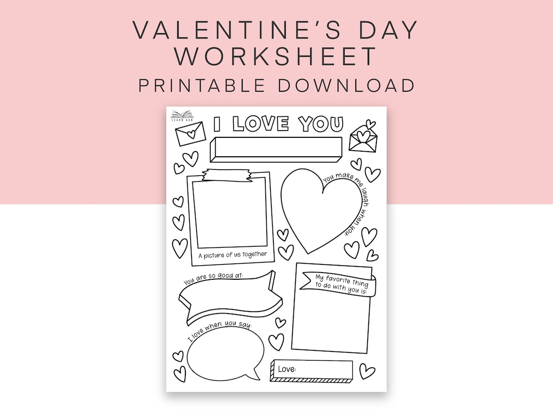 Valentine's Day Printable Worksheet, i Love You Fill in the Blank ...