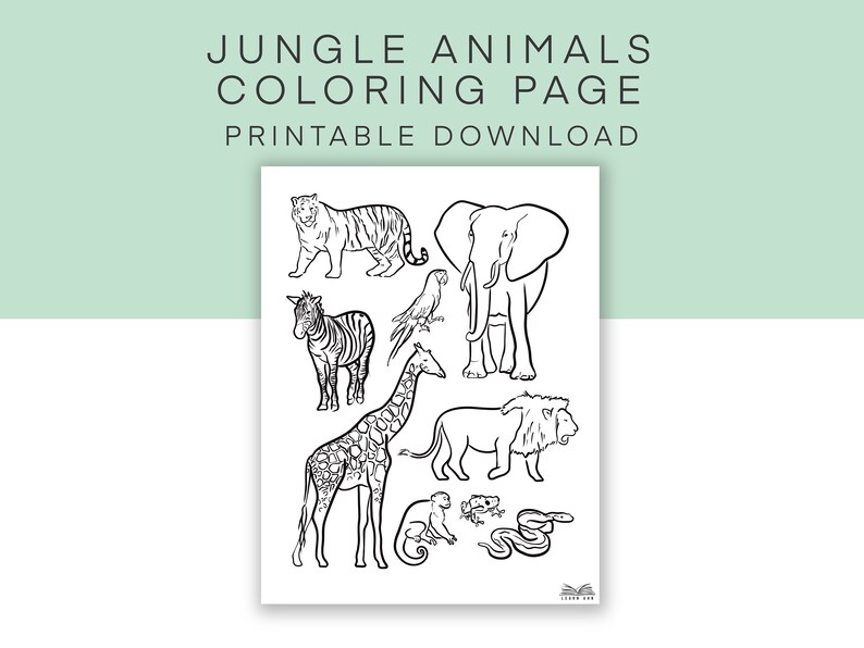 Jungle Animals Printable Coloring Page African Safari Animals - Etsy