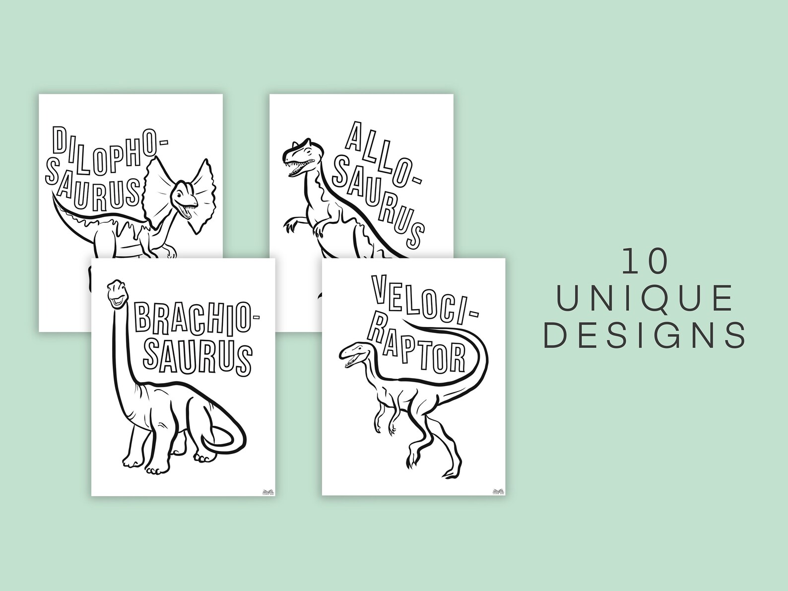 Dinosaur Printable Coloring Pages, Set of 10 Jurassic Activity ...