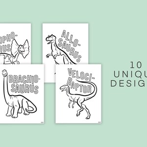 Dinosaur Printable Coloring Pages, Set of 10 Jurassic Activity ...