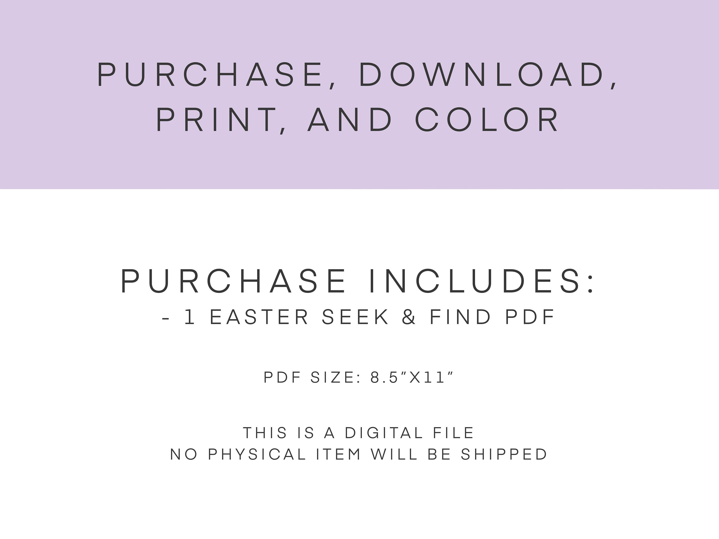 Easter Seek and Find Coloring Page Printable, I Spy Activity Sheet ...