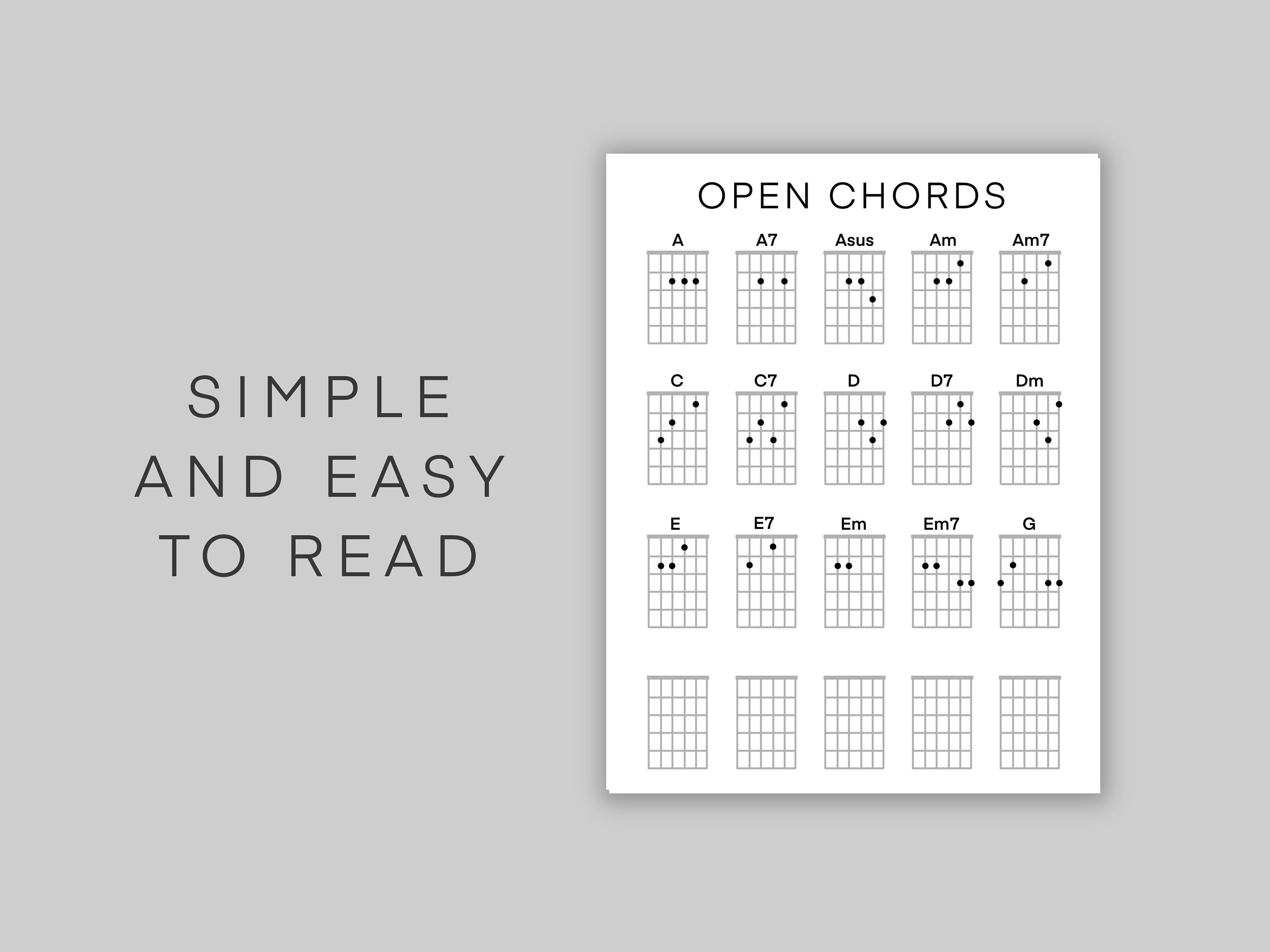 Guitar Chord Chart Printable Download, Printable PDF, Beginner Guitar ...