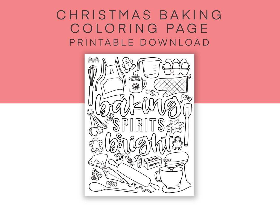 Christmas Baking Printable Coloring Page Baking Spirits - Etsy