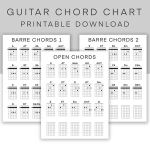 Guitar Chord Chart Printable Download, Printable PDF, Beginner Guitar ...