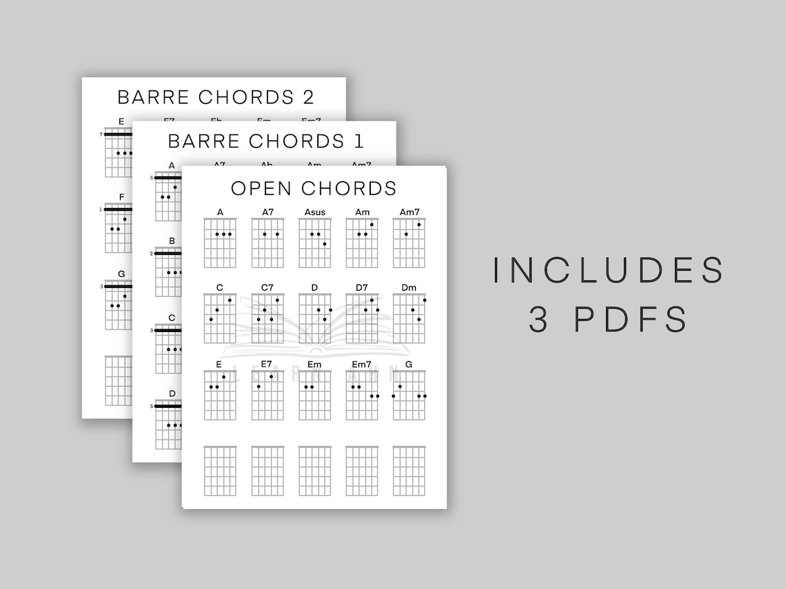 Guitar Chord Chart Printable Download, Printable PDF, Beginner Guitar ...
