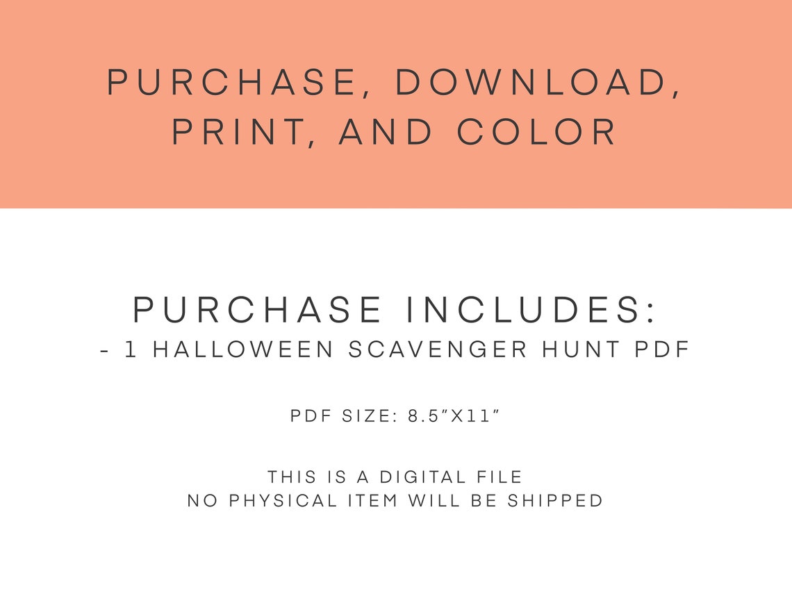 Halloween Scavenger Hunt Coloring Page Printable, Spooky Activity Sheet ...