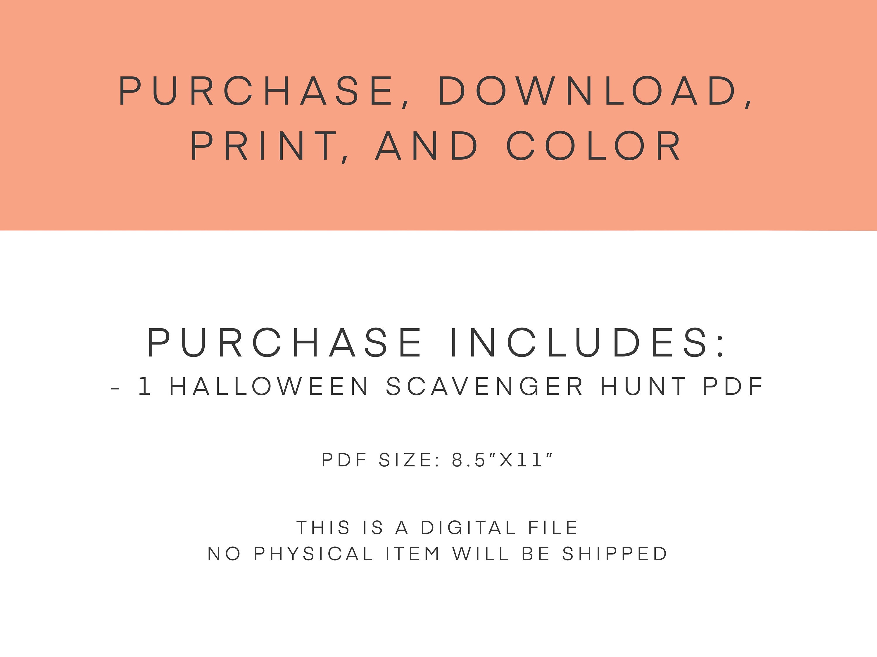 Halloween Scavenger Hunt Coloring Page Printable, Spooky Activity Sheet ...