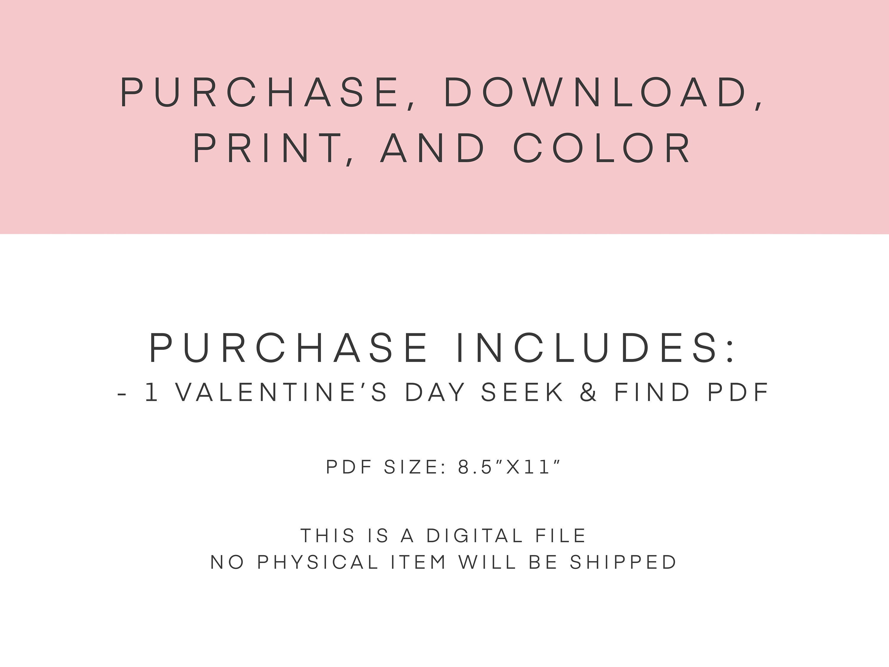 Valentine's Day Seek and Find Coloring Page Printable, I Spy Activity ...