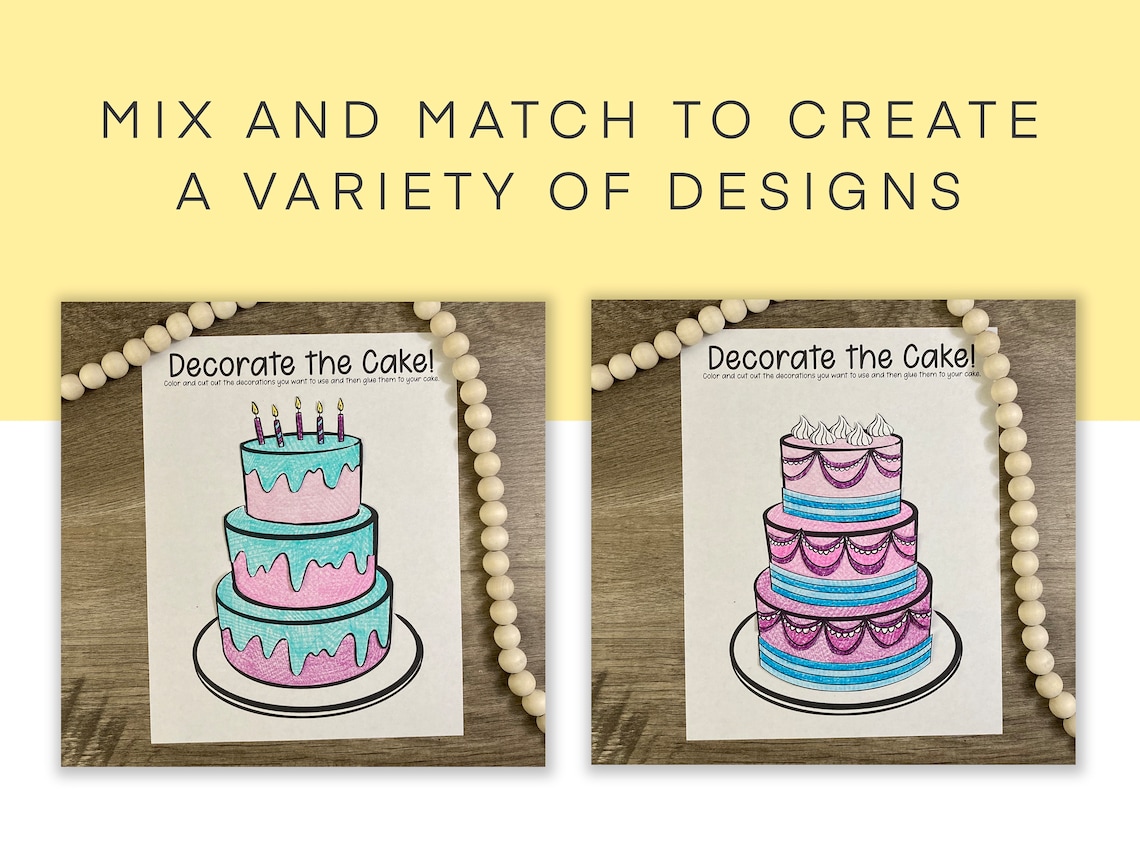 Decorate the Cake Activity for Kids, Cut and Paste Craft, Printable ...
